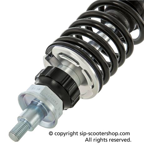 SIP FRONT ADJ RACE SHOCK ABSORBER V2 SILVER & BLACK VESPA PX - PM Tuning