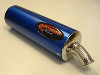 PM Tuning Anodised Blue Muffler Curved Tailpipe - PM Tuning